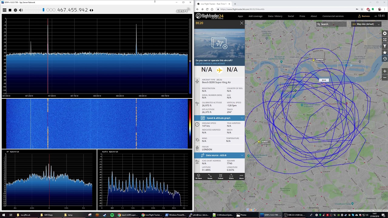 RF Doppler Shift from UHF communication repeater on circling aircraft ...