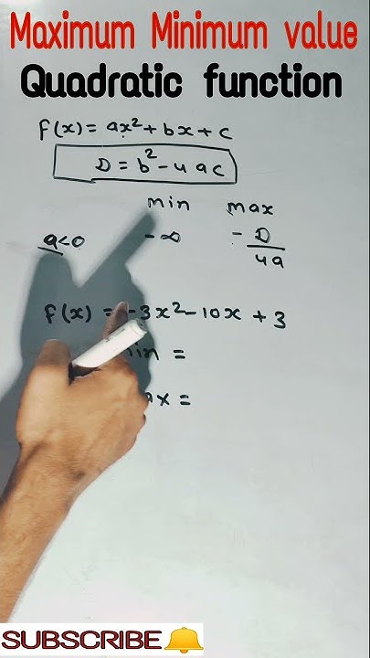 maximum minimum of quadratic function ||application of derivatives ||Maxima and minima|| - YouTube