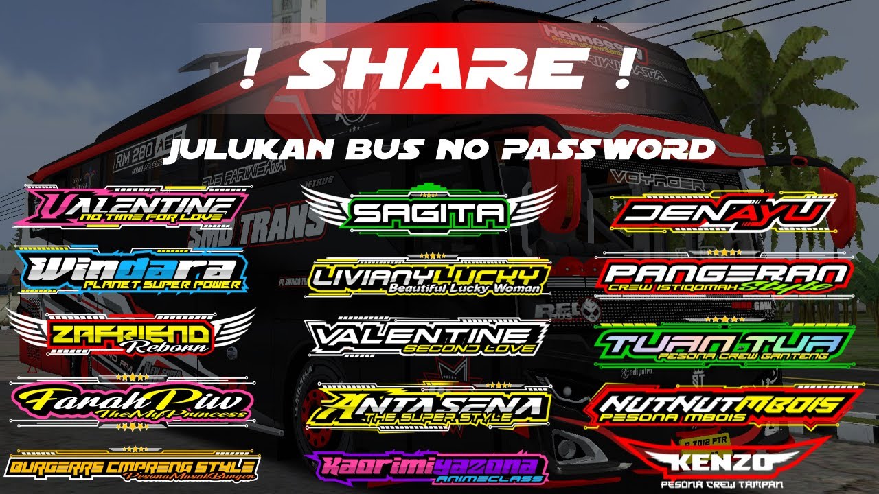 SHARE JULUKAN BUSSID TERBARU SIMPLE NO PASSWORD PART 43 - YouTube