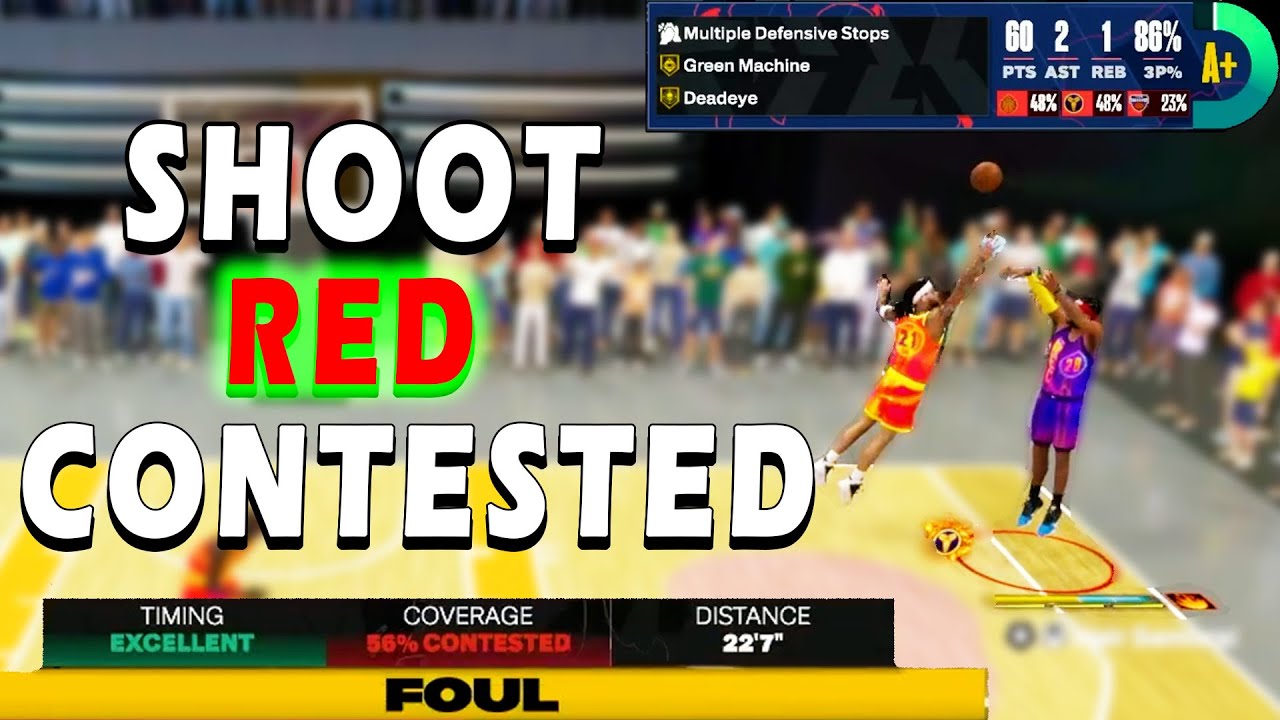 How to shoot contested shots in NBA 2k24 - YouTube