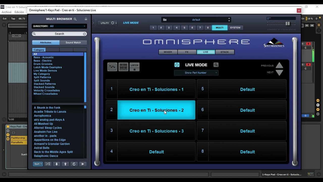 Creo En Ti - Soluciones Live - Julio Melgar - Patch Keys 2 - PadsAtmosfere - Omnisphere 2 - YouTube