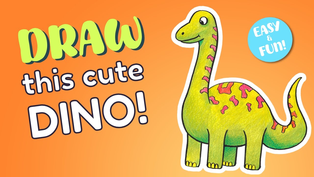 How to Draw a Cute Brachiosaurus Dinosaur | Easy Step-by-Step for Kids ...