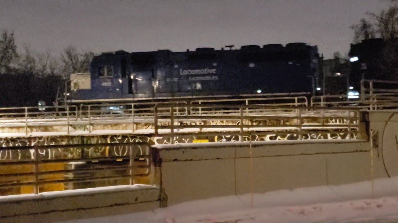 WINTER TRAINS Pt 6 Night View Ex GATX and Illinois Central GP38-2s on ...