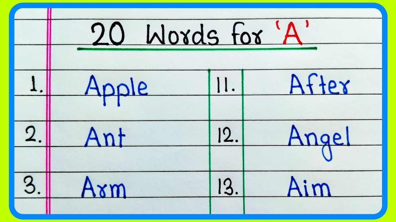 Words of A | 20 words for A | Words starting with A | A से शुरू होने ...