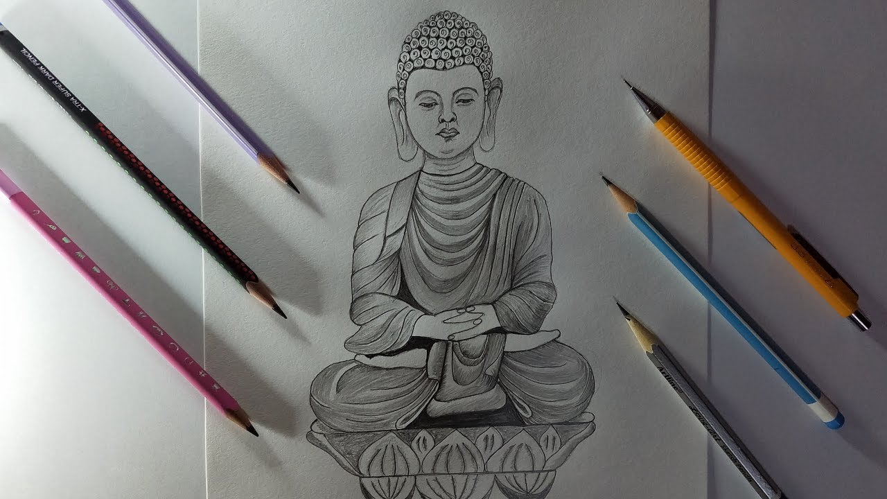 How to draw Buddha statue - YouTube