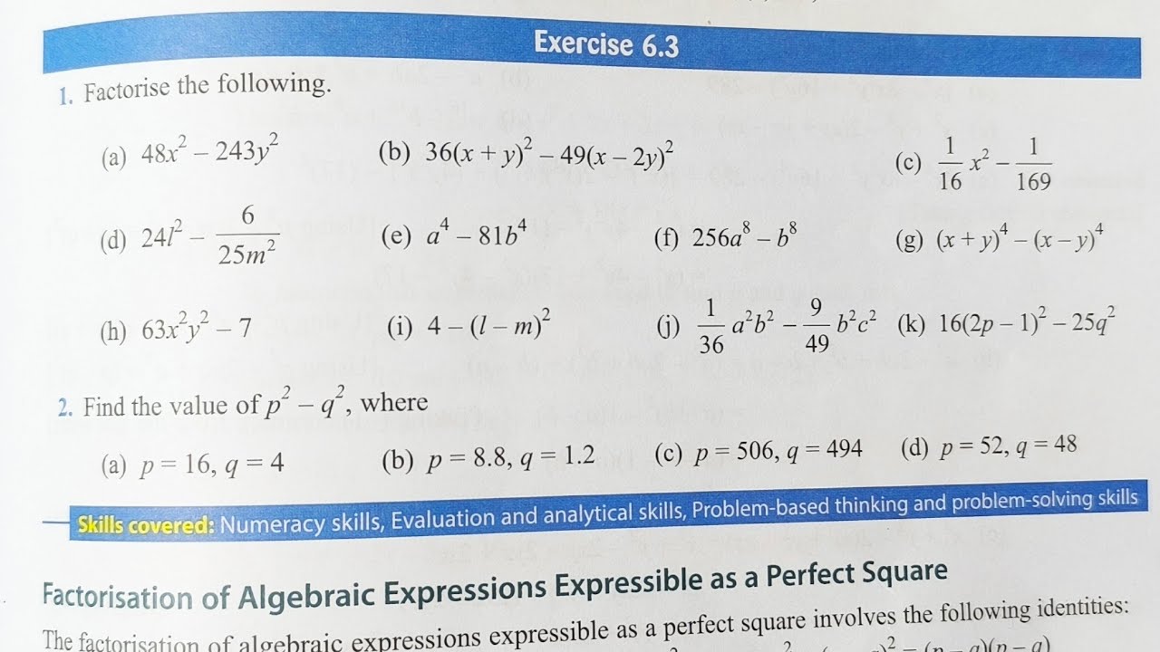 start up mathematics class 8 ch-6 solution exercise 6.3 | factorisation ...