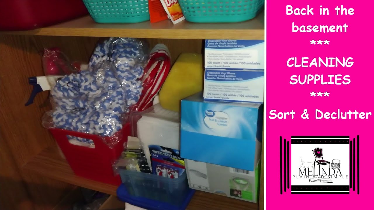 💜 CLEANING SUPPLIES 🌼 in my basement 🤗 sort & declutter pt2 - YouTube