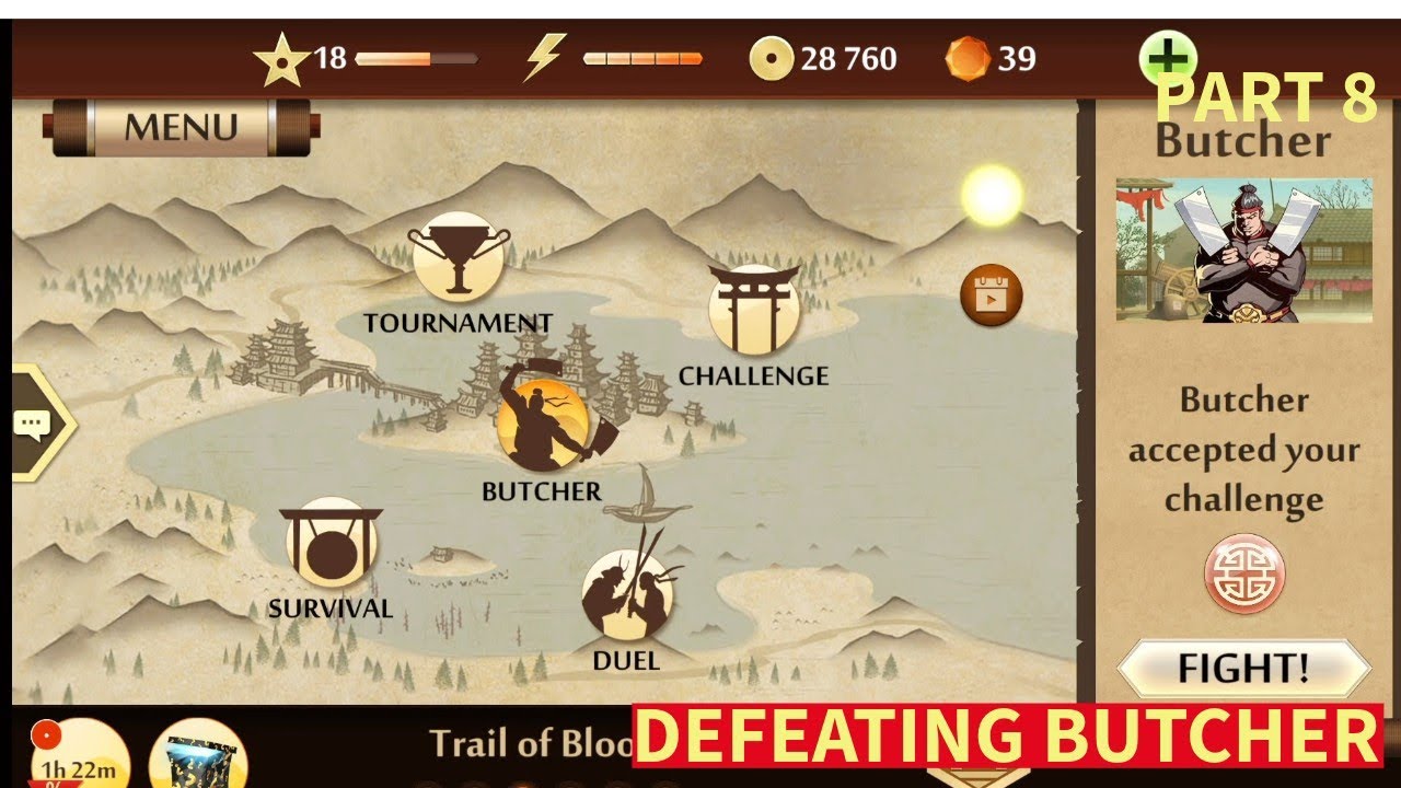 SHADOW FIGHT 2 | DEFEATING BUTCHER - YouTube