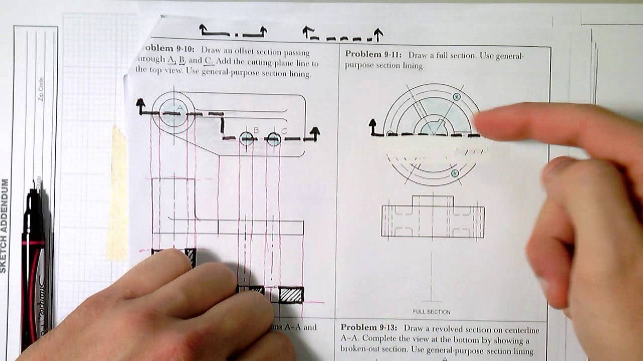 Section drawing - full section (problem 9-11) - YouTube