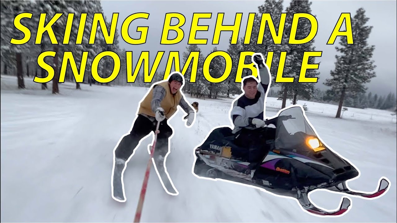 Getting Towed by a SNOWMOBILE on SKIS! - YouTube