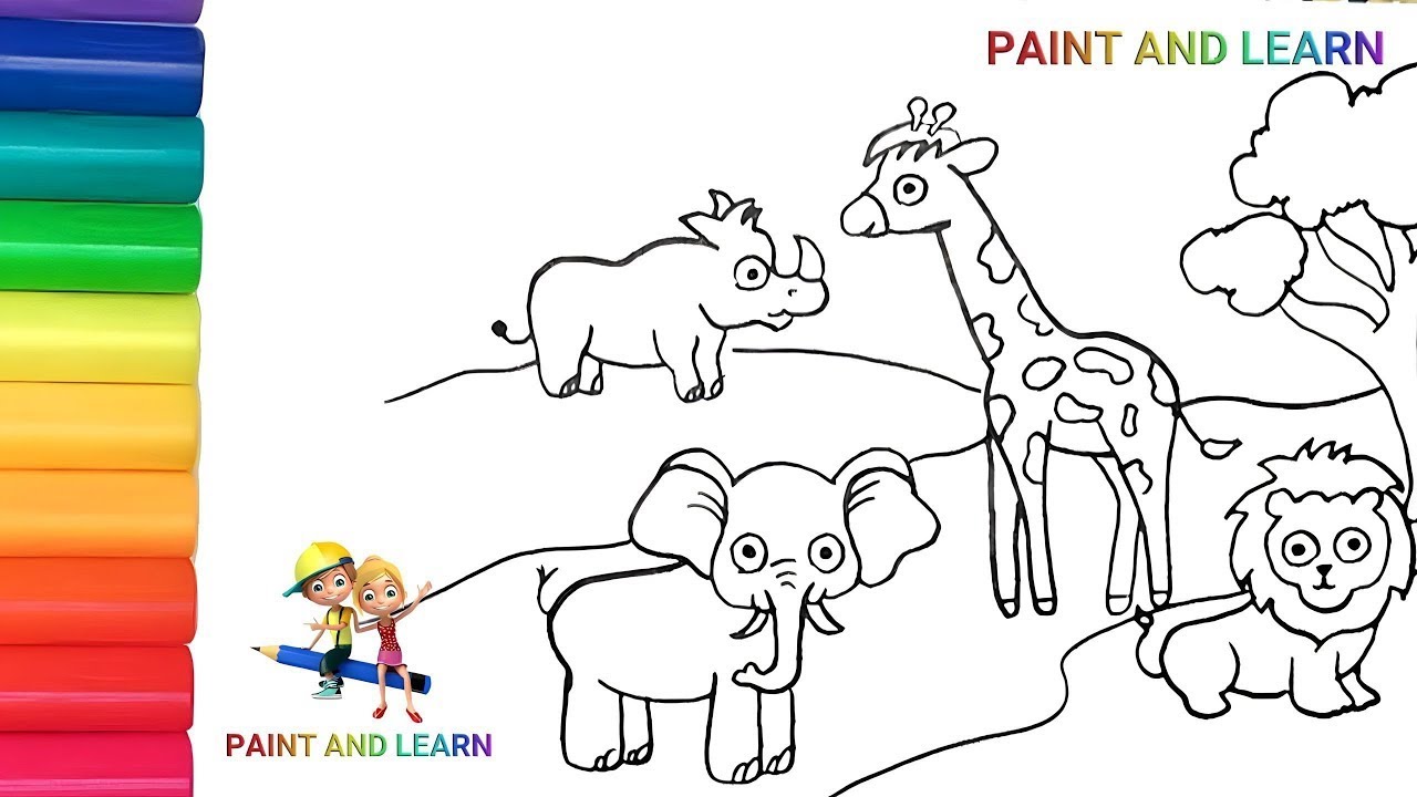 Learn Wild Animals | Safari Animals Drawing, Painting, Coloring for ...