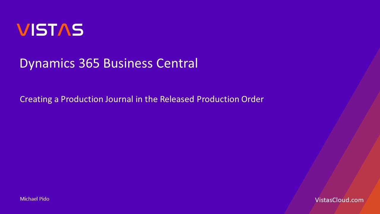 Dynamics 365 Business Central - Creating a Production Journal in the ...