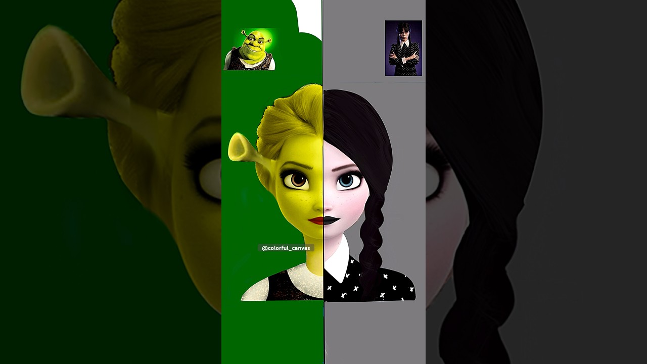 I turned Queen Elsa Into Wednesday Addams and Shrek and result is so ...