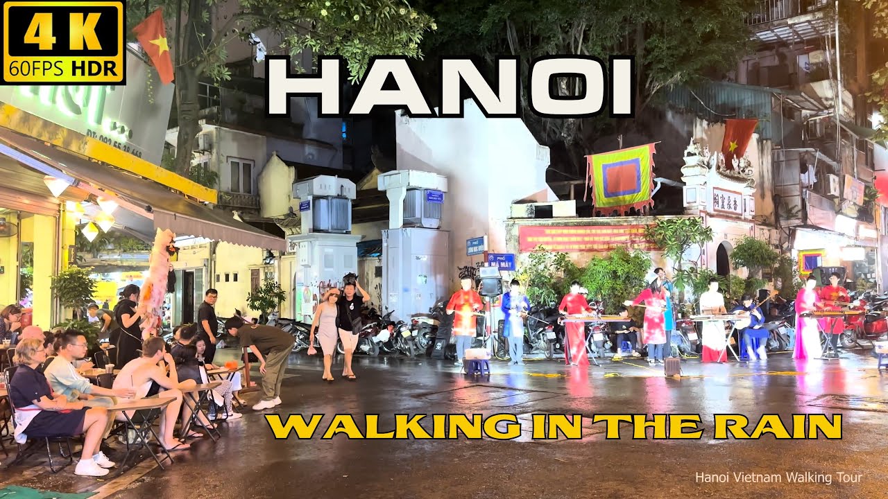 Vietnam Nightlife - Walking In The Rain Hanoi Night Street Hanoi Old ...