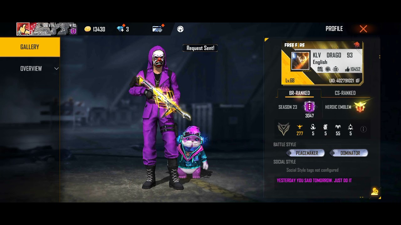Purple Criminal in my game (Garena free fire) - YouTube