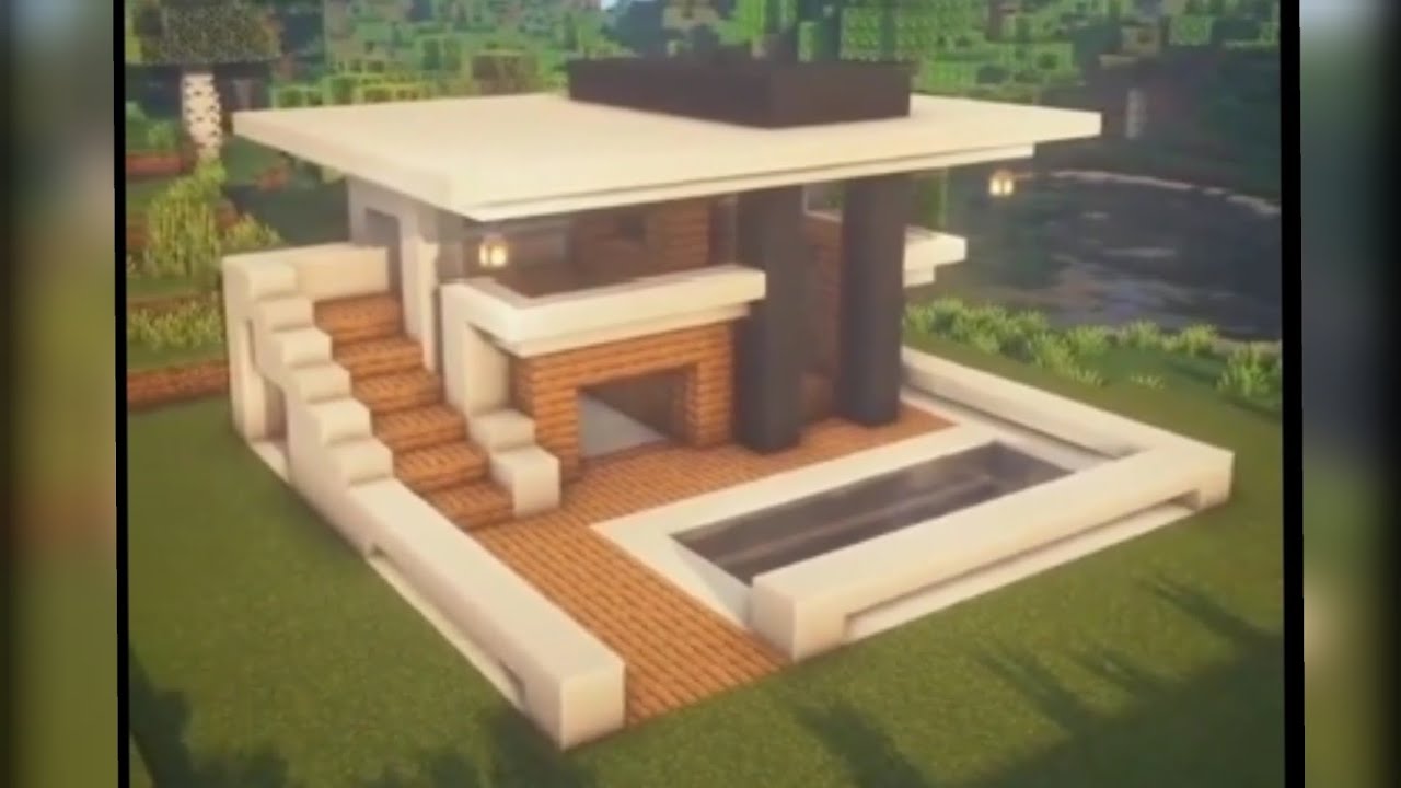 Minecraft modern House with pool - Tutorial || How to build 😍 - YouTube