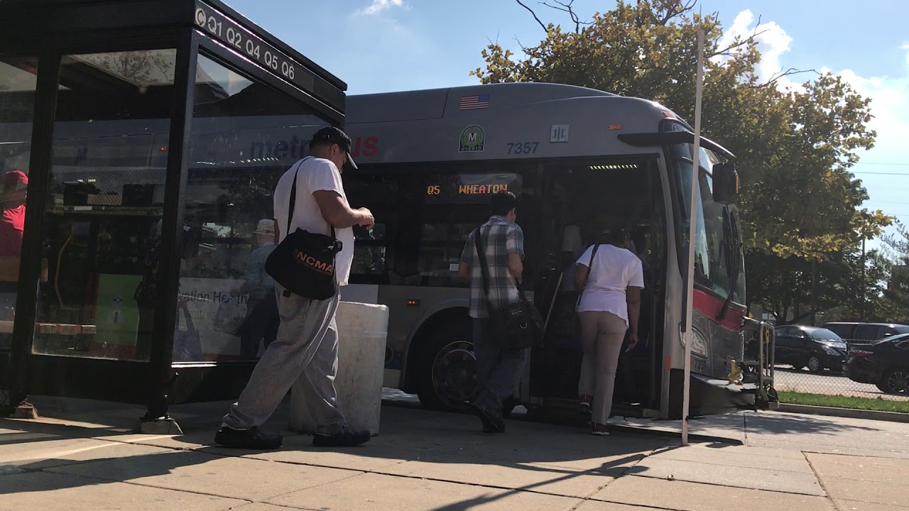 WMATA New Flyer XDE40 bus 7349 on route Q5 Wheaton Metro Station - YouTube