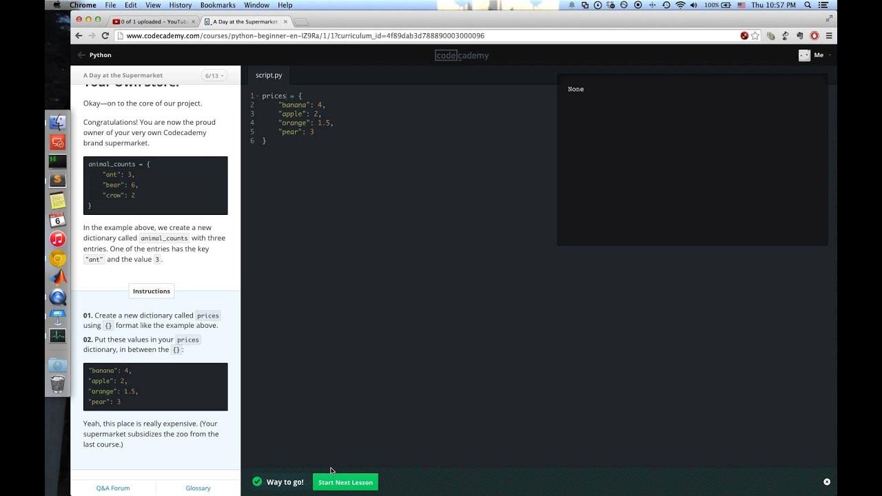 [10310QF100200]codecademy第10關 a day at the supermarket - YouTube