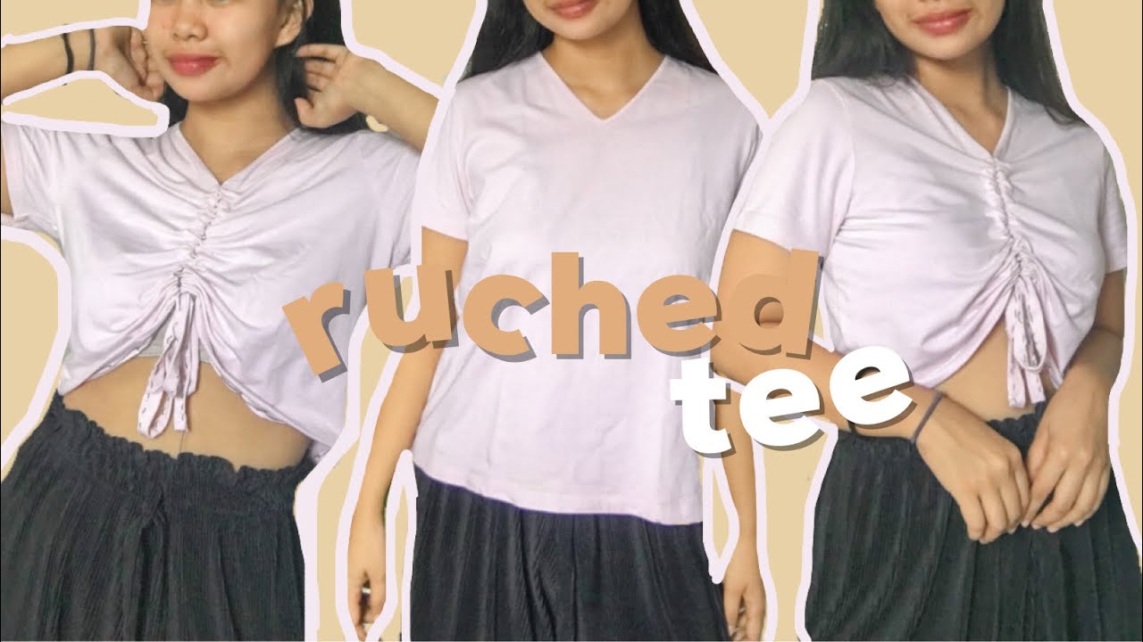 diy: ruched crop top | no sewing machine - YouTube