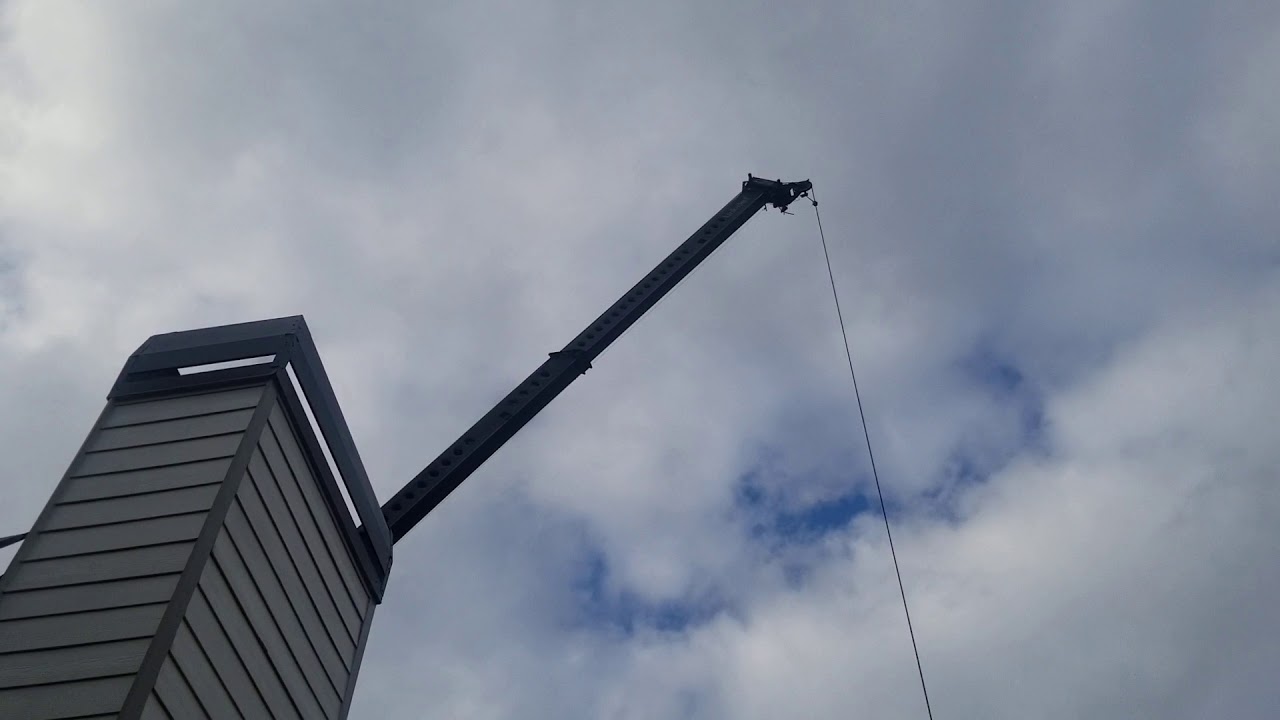 Crane Lifting Pool Over House - YouTube