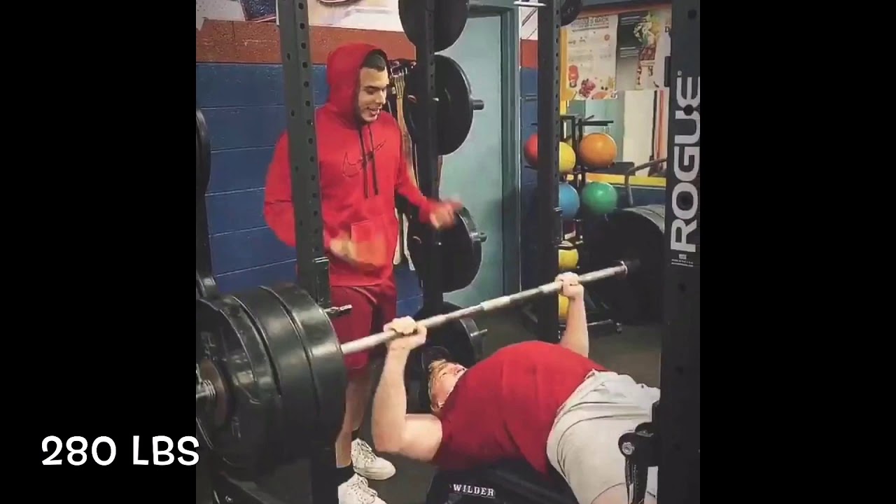 BENCHING 280 for 2 sets of 3 - YouTube