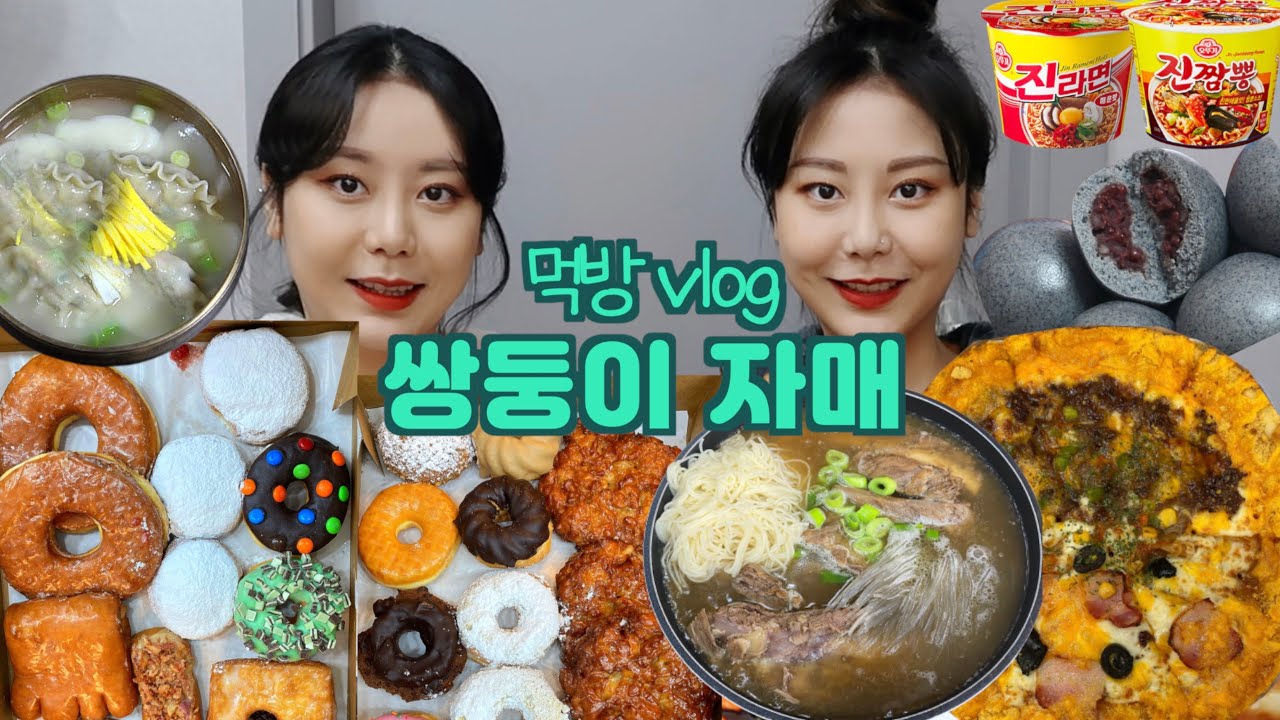 먹방 브이로그🍩랜디스도넛 쓸어담아 옴민트초코애플프리터버터크럼베이컨메이플롱존레몬필링텍사스글레이즈로스트코코넛빵해장