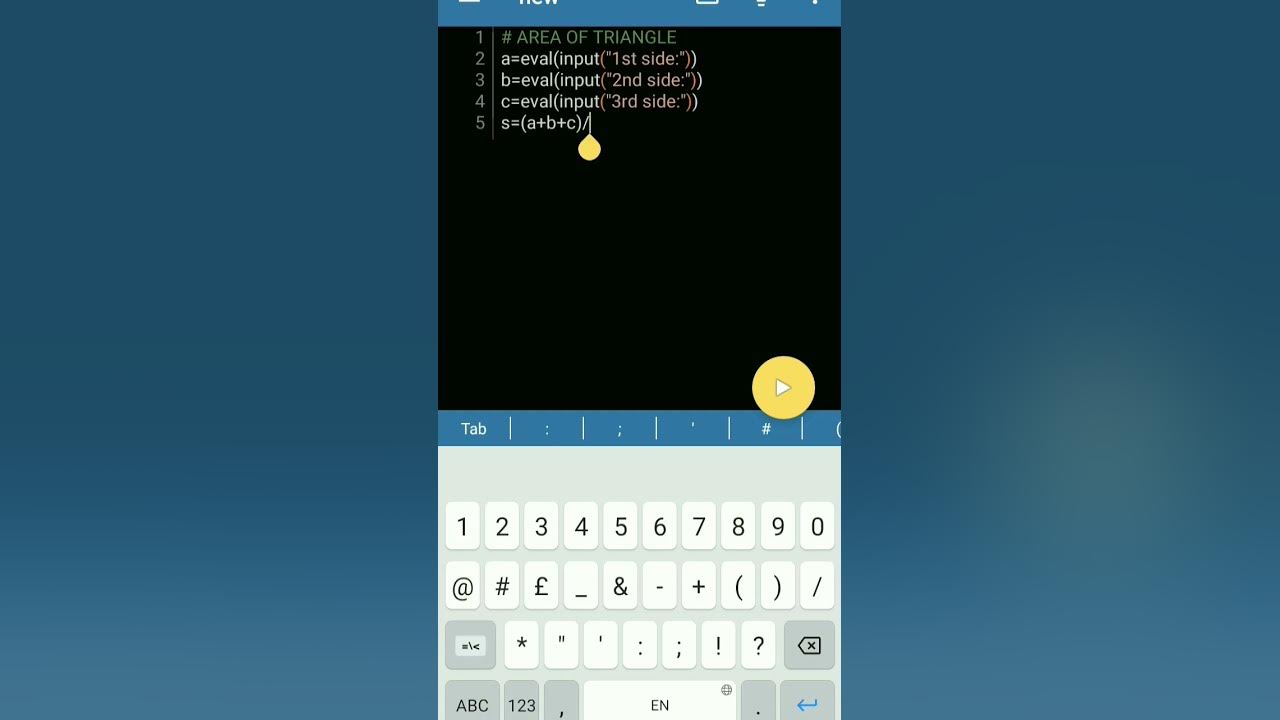 Area Of Triangle Programming Coding Pythonlanguage Pythonprogrammer Python Youtube