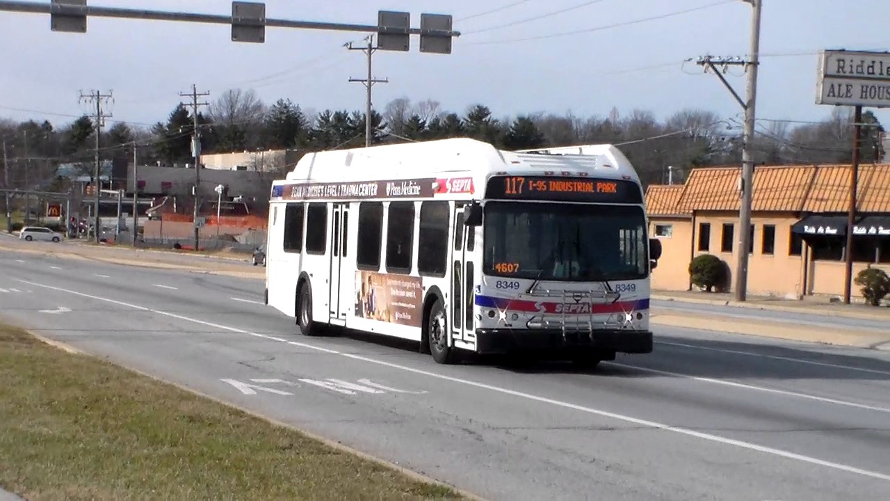 SEPTA BUS: HYBRID NEW FLYER DE40LFR 8349 ON ROUTE: 117 - YouTube