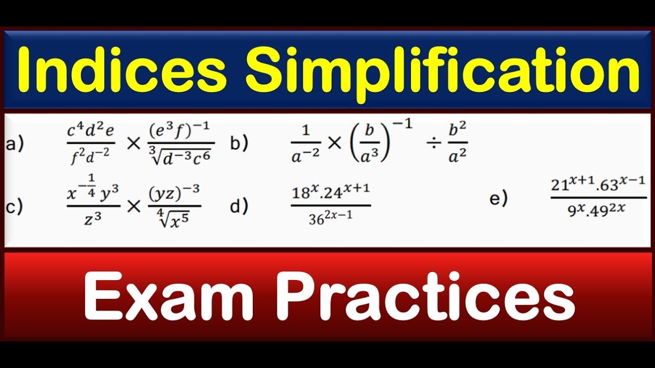 Simplification of Indices| Math Practices - YouTube