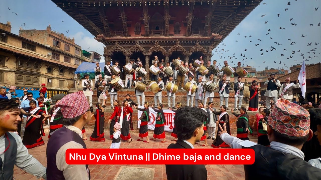 Dhime baja and newari dance during Nhu dya program at Patan 2081 - YouTube