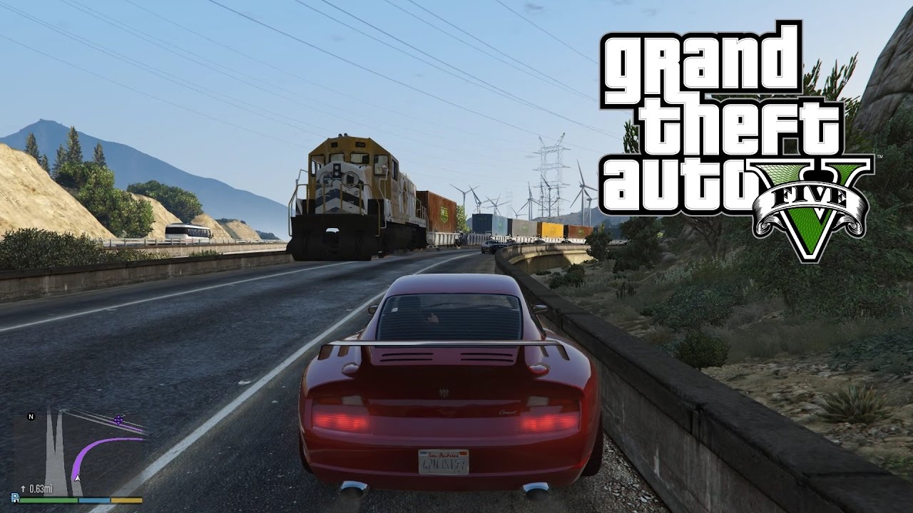GTA 5 Mods - Train on the highway - YouTube