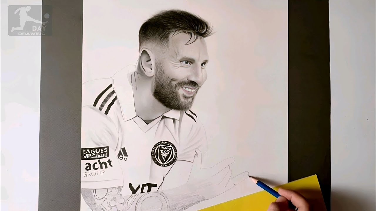 Drawing Lionel Messi Inter Miami || Pencil drawing Messi step by step ...