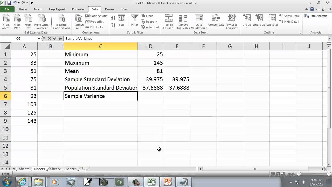 Excel 2010 Descriptive Statistics Using Formulas YouTube Excel 2010 Descriptive Statistics Using Formulas YouTube