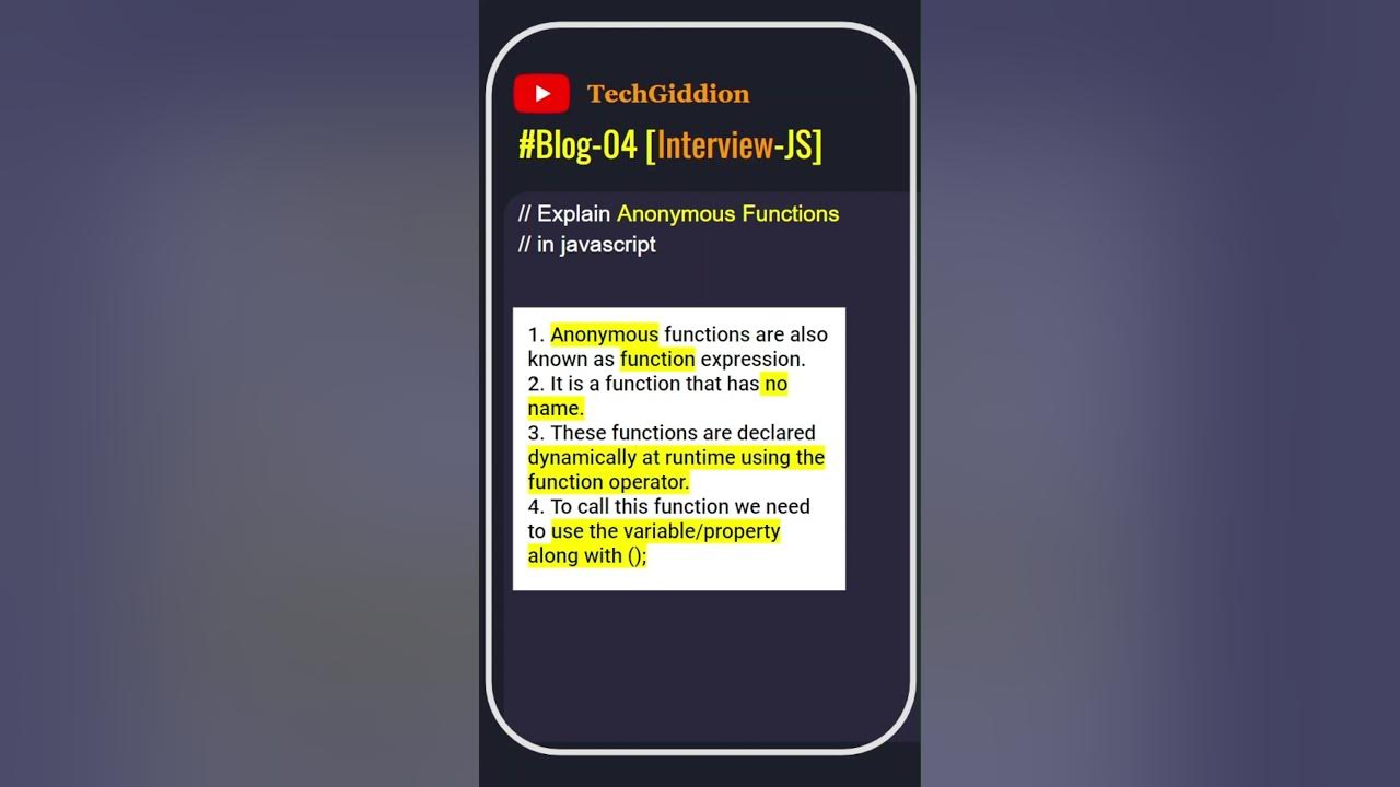 👍 ️ Blog4 Interview Js Explain Anonymous Functions In Javascript Javascript 3697