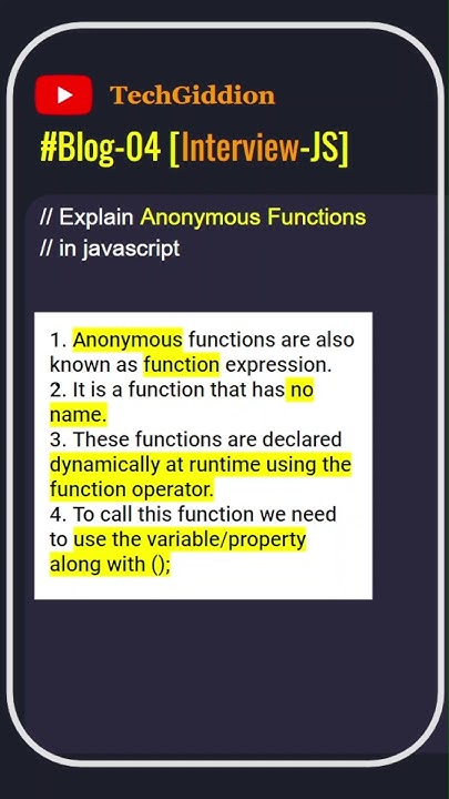 👍 ️[Blog:4-Interview-JS] Explain anonymous functions in JavaScript ?#javascript # ...