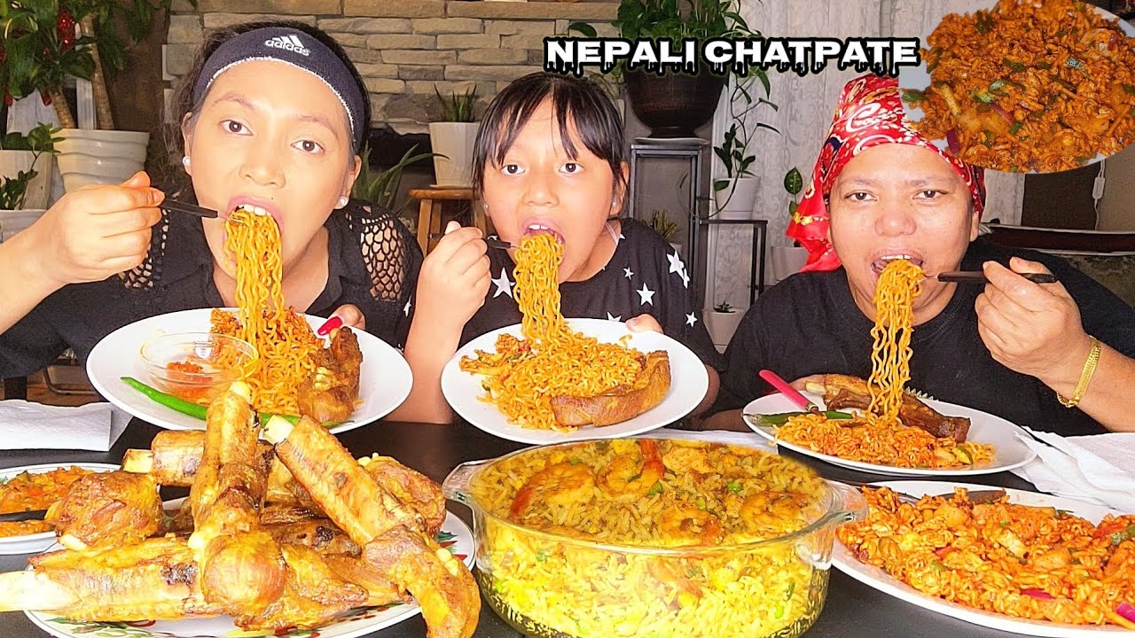 Nepali Mukbang/ Super Spicy 2pm Akabare Chicken Noodles/Pork Ribs With ...