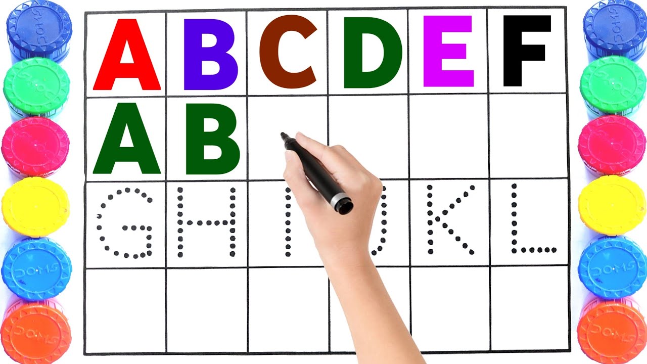 A to Z, Kids rhymes, collection for writing along dotted lines for ...