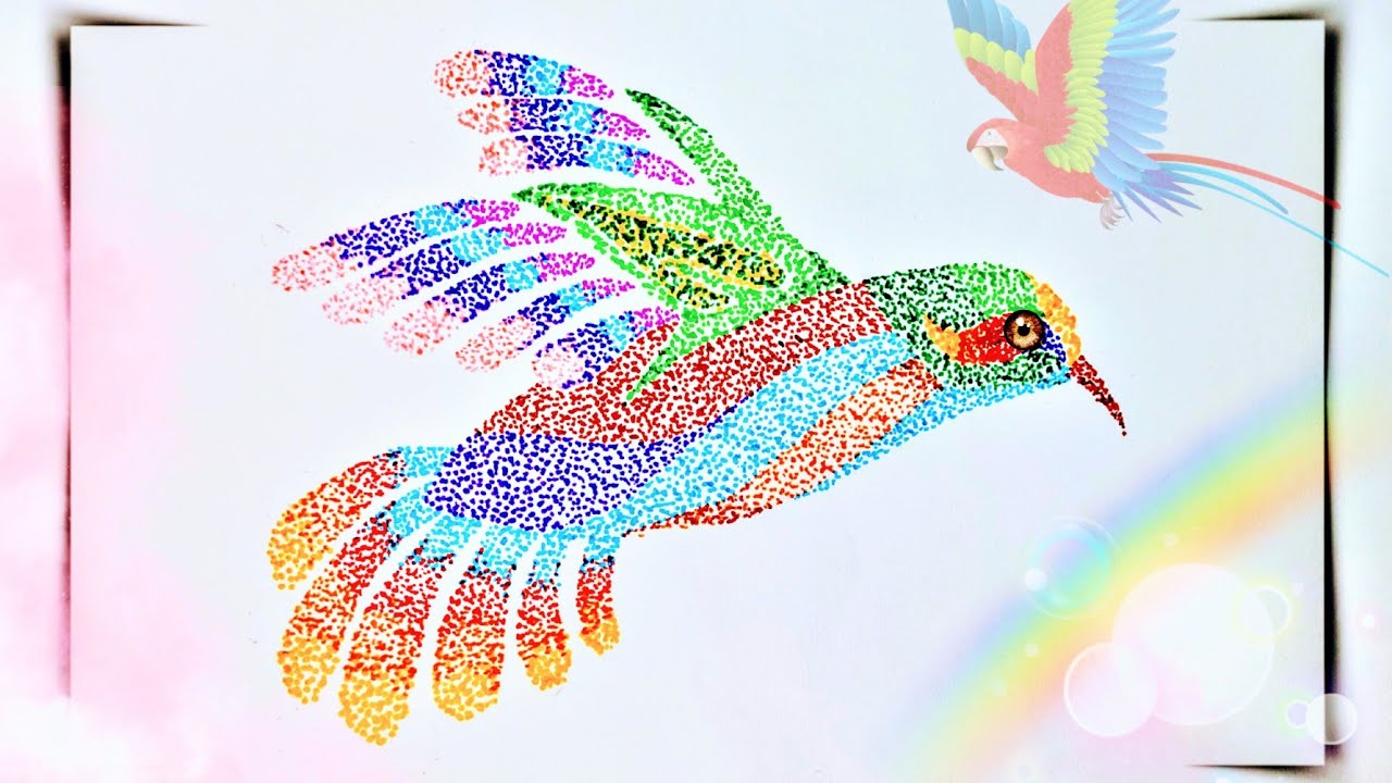 DRAW a Colourful Bird Using ONLY Dots | Easy to draw bird 🐦 - YouTube