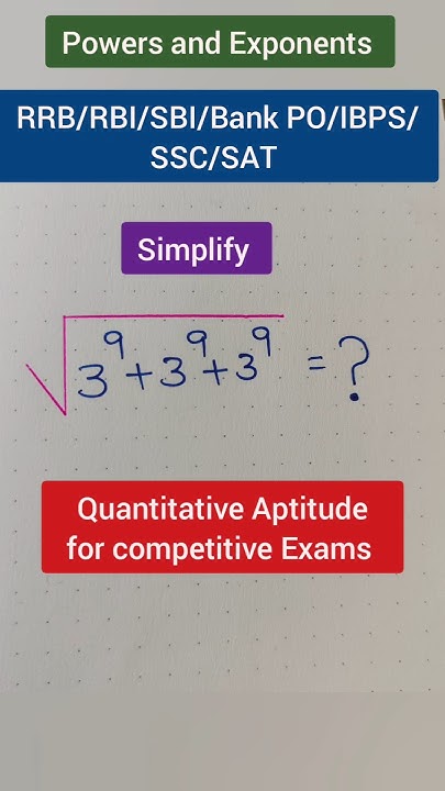 Powers and Exponents - Simplification/Quantitative Aptitude/RRB/IBPS/RBI/Bank PO/SSC#shorts# ...