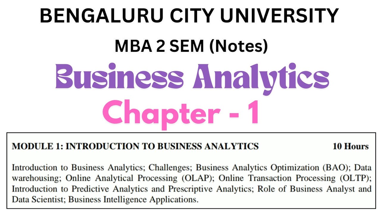 Business Analytics Chapter 1 (MBA 2 sem) - YouTube