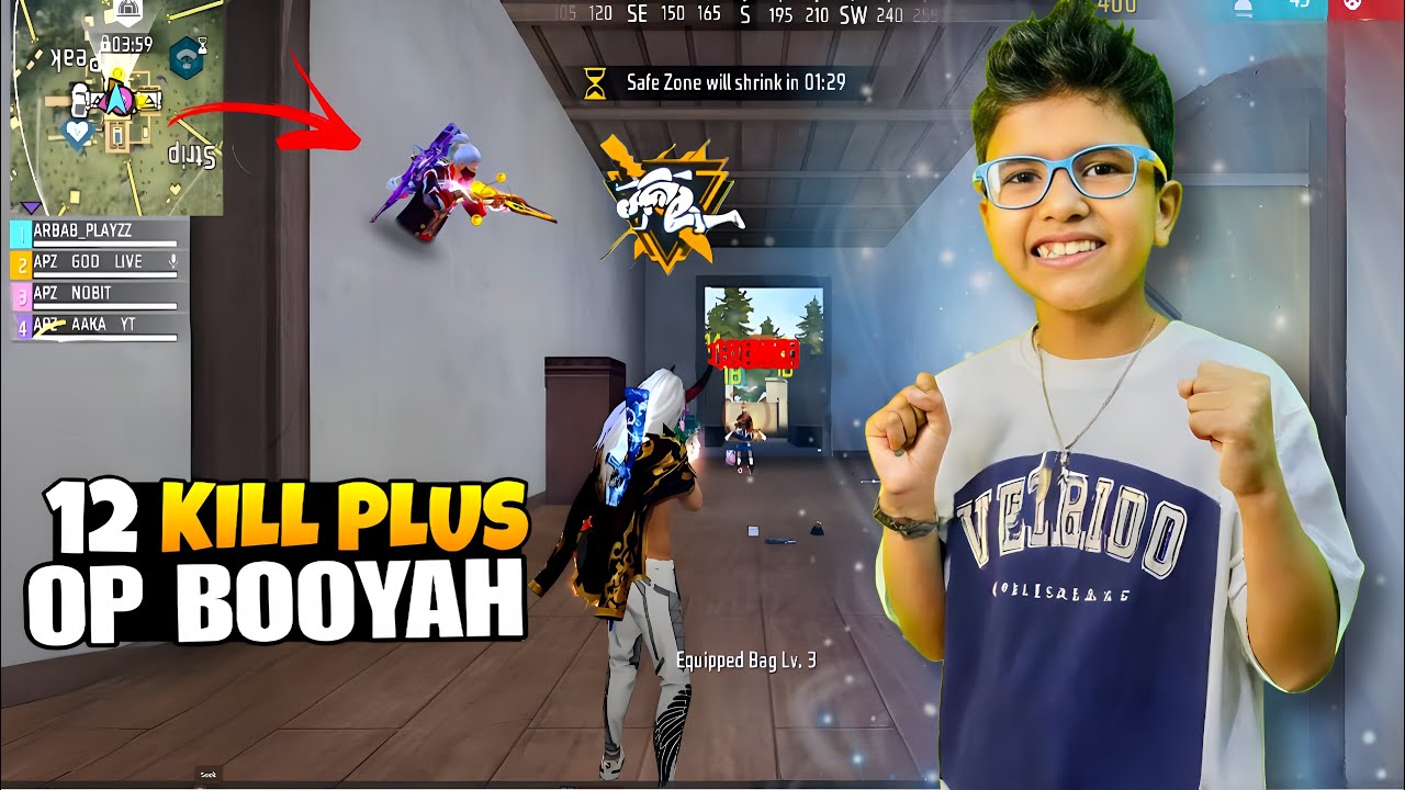 REGION LOBBY ME KIYA 12 KILL PLUS OP BOOYAH 😱 #freefire #garenafreefire ...