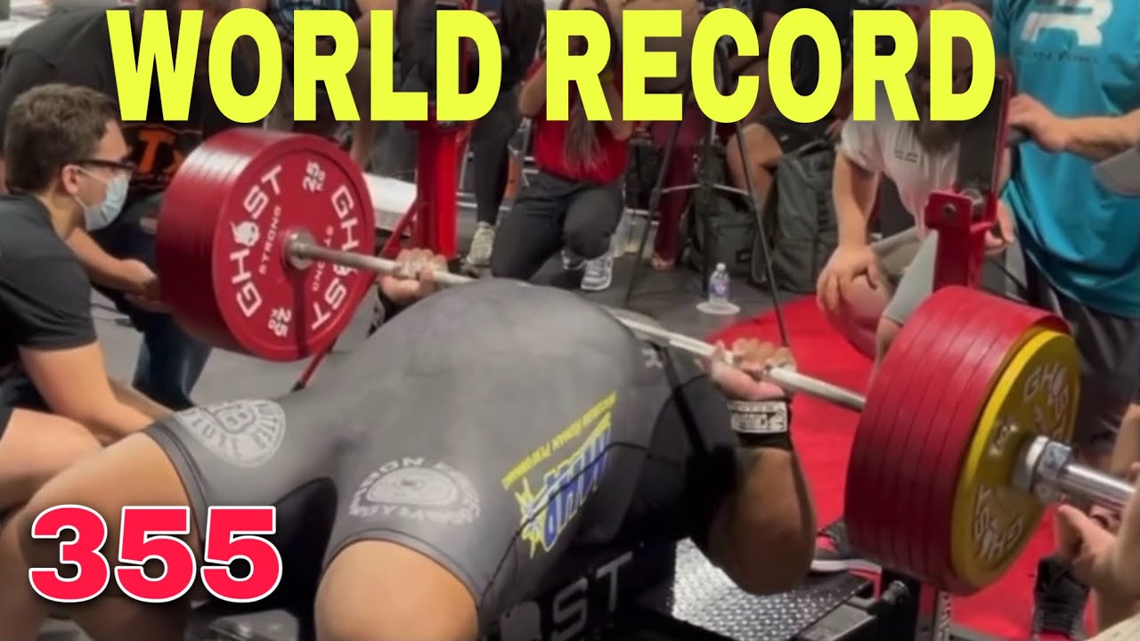 355 kg WORLD RECORD bench press - julius maddox press banca 782 lbs ...