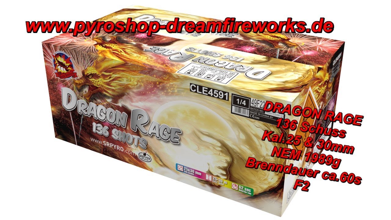 CLE4591 Dragon´s Rage 136 shots 25 - 30 mm - SRPYRO www.pyroshop ...