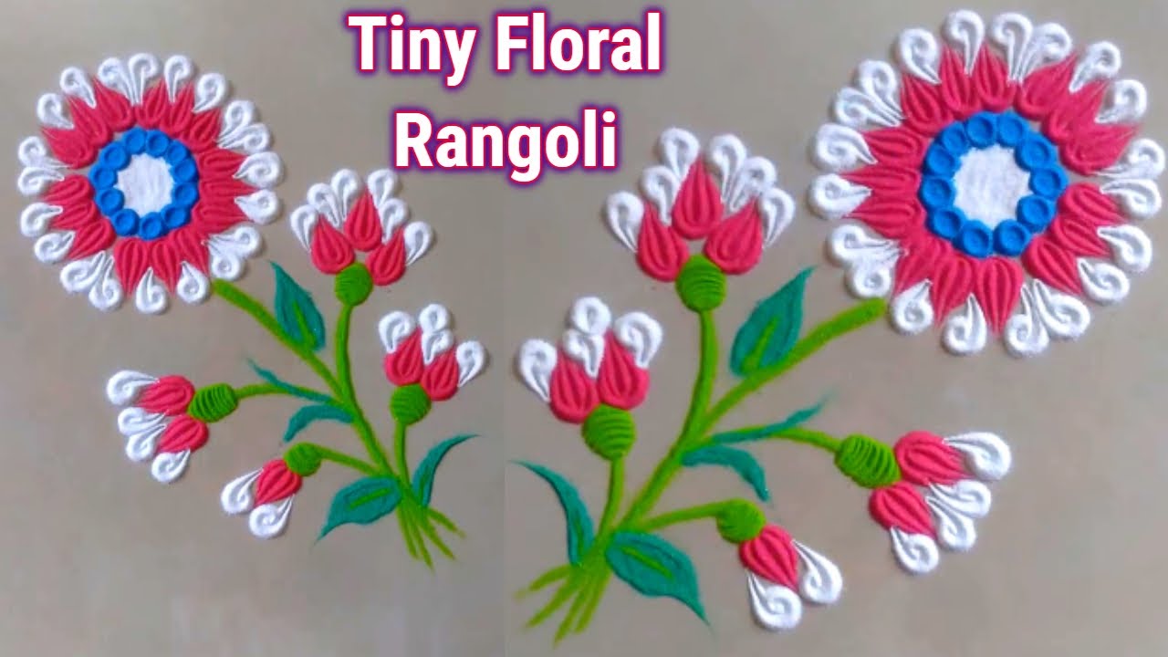 Tiny Floral Rangoli | Small & Simple Rangoli | Beautiful Petals Rangoli ...