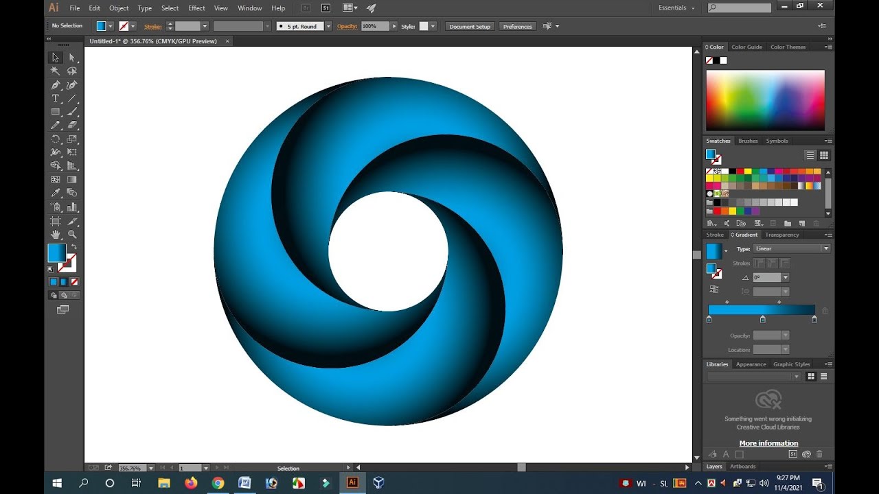 How to make Round Shape Logo Design Gradient Color in Illustrator CC ...