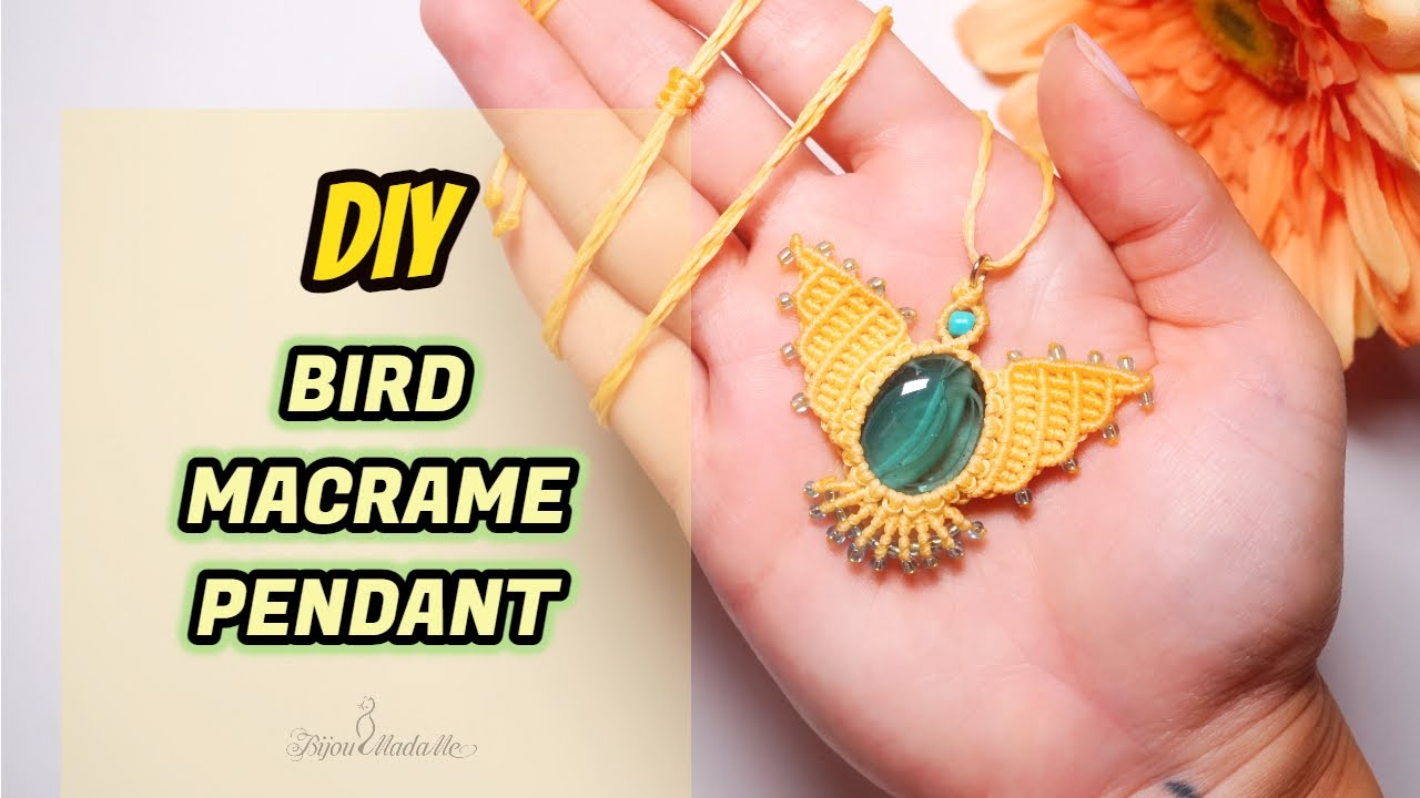 DIY bird macrame pendant | How to make macrame pendant | Easy macrame ...