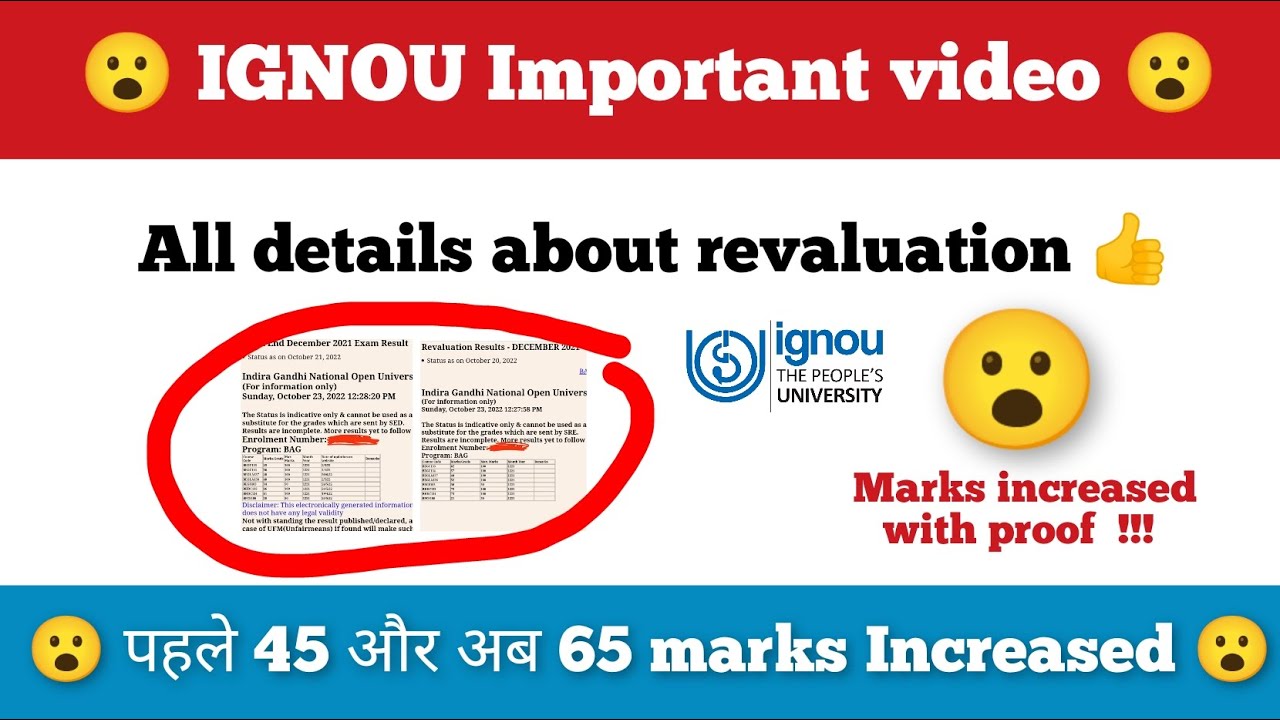 😮 Revaluation IGNOU Important video, Marks comparison with proof Result ...