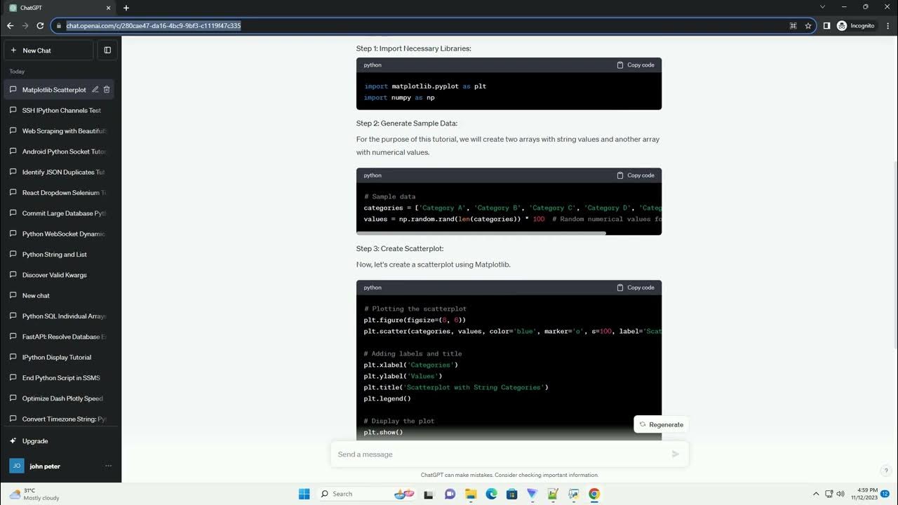 How to plot scatterplot using matplotlib from arrays using strings ...