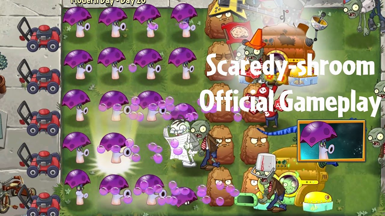 PvZ2 v10.5.1 - Scaredy-shroom Official Gameplay - YouTube