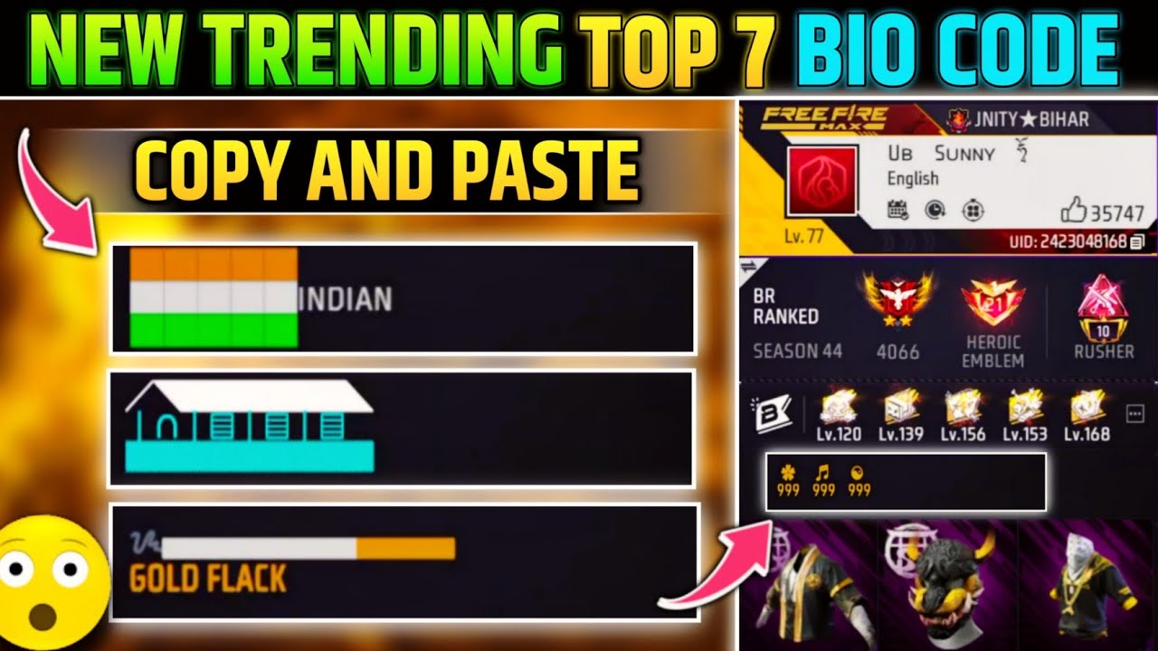 Golden Elite Pass Bio Code 😱 | Free Fire New Bio Code FF Stylish Bio ...